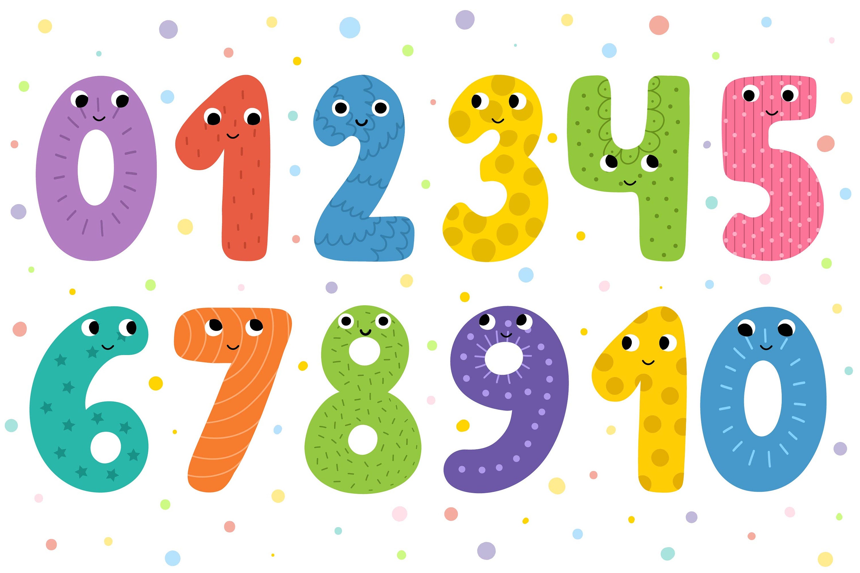 Numbers for Kids Clipart, Cute Numbers in Color and in Outline, Numbers ...