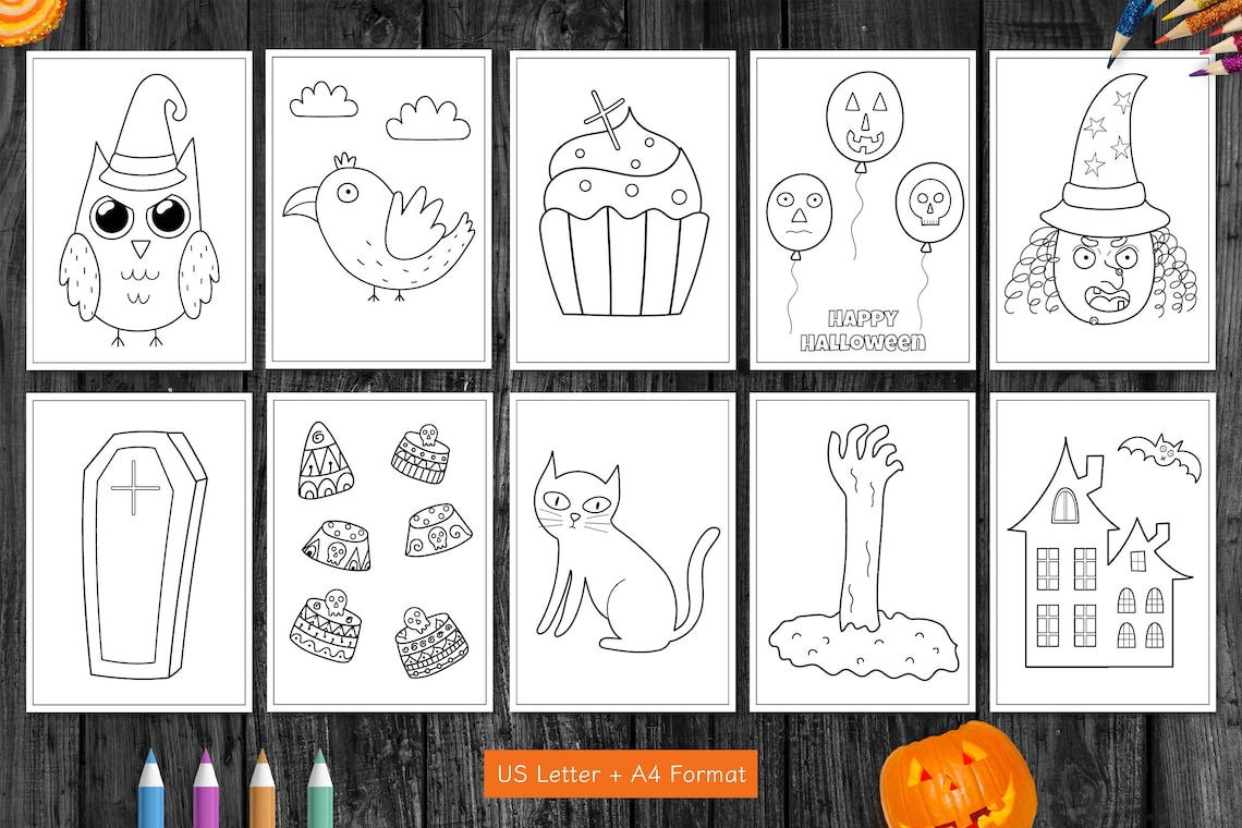 Halloween Coloring Book Pdf Printable Coloring Pages for - Etsy