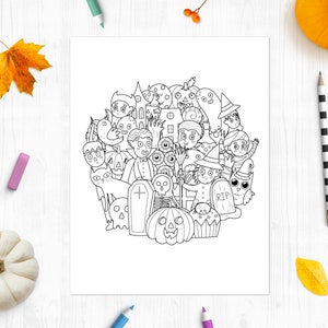 Autumn Halloween Mandala Coloring Book, Circle Shape Printable Coloring ...
