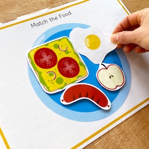 Food Matching Busy Book Page, My Plate Matching Worksheet for Toddlers ...