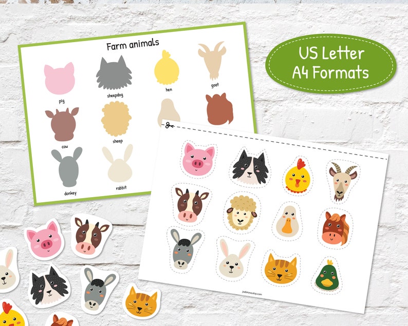 Farm Animals Busy Book Page Farm Animals Matching Game - Etsy