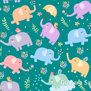 Elephants Clipart and Digital Paper / Animals Clipart and Seamless ...