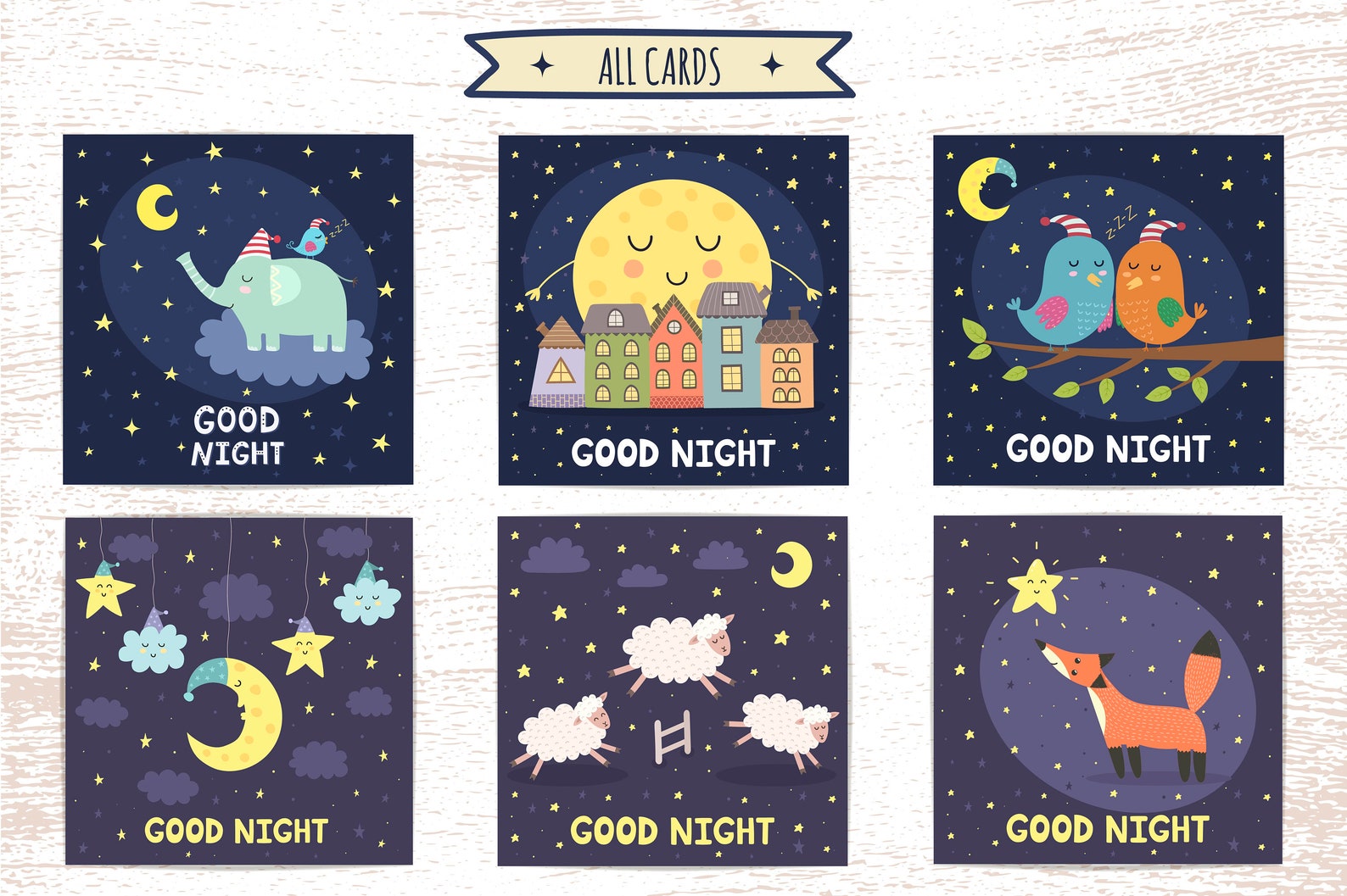 Good Night Clipart and Digital Paper Sweet Dreams Seamless | Etsy