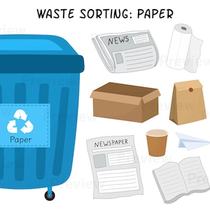 Waste Sorting Clipart, Recycling Trash Graphics, Saving the Planet ...