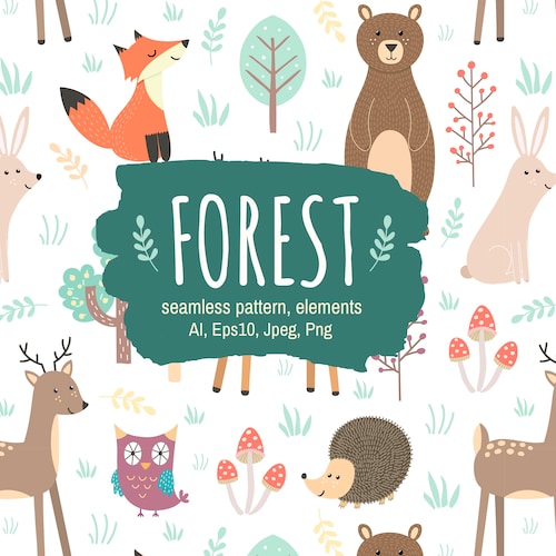 Woodland Digital Paper Woodland Pattern Forest Animal - Etsy