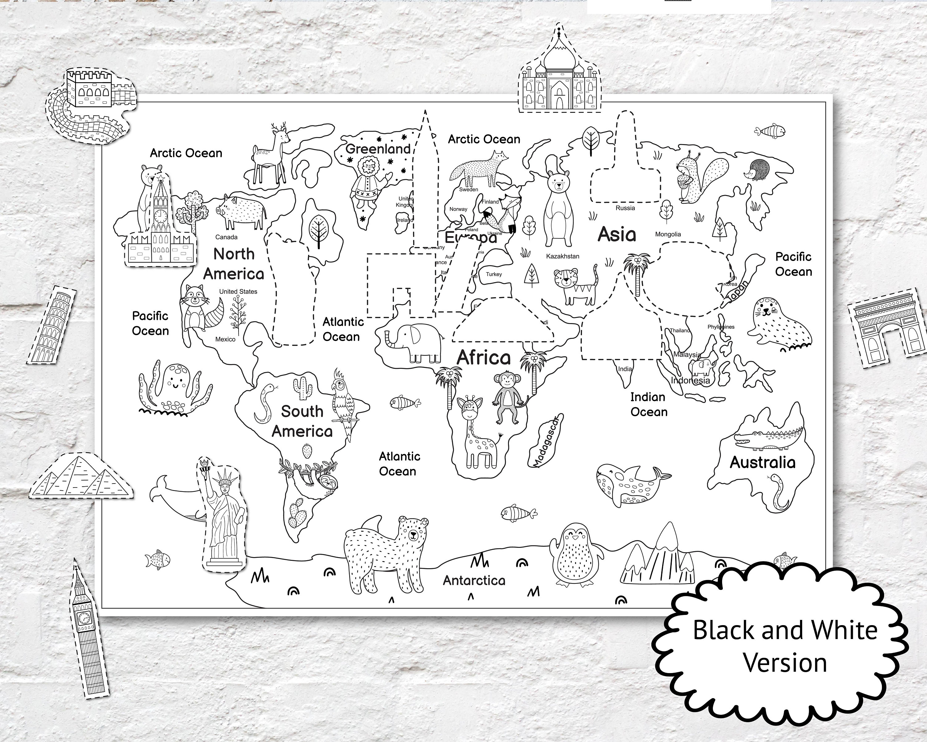 Travel Busy Book With Landmarks for Kids Matching Game Pages - Etsy