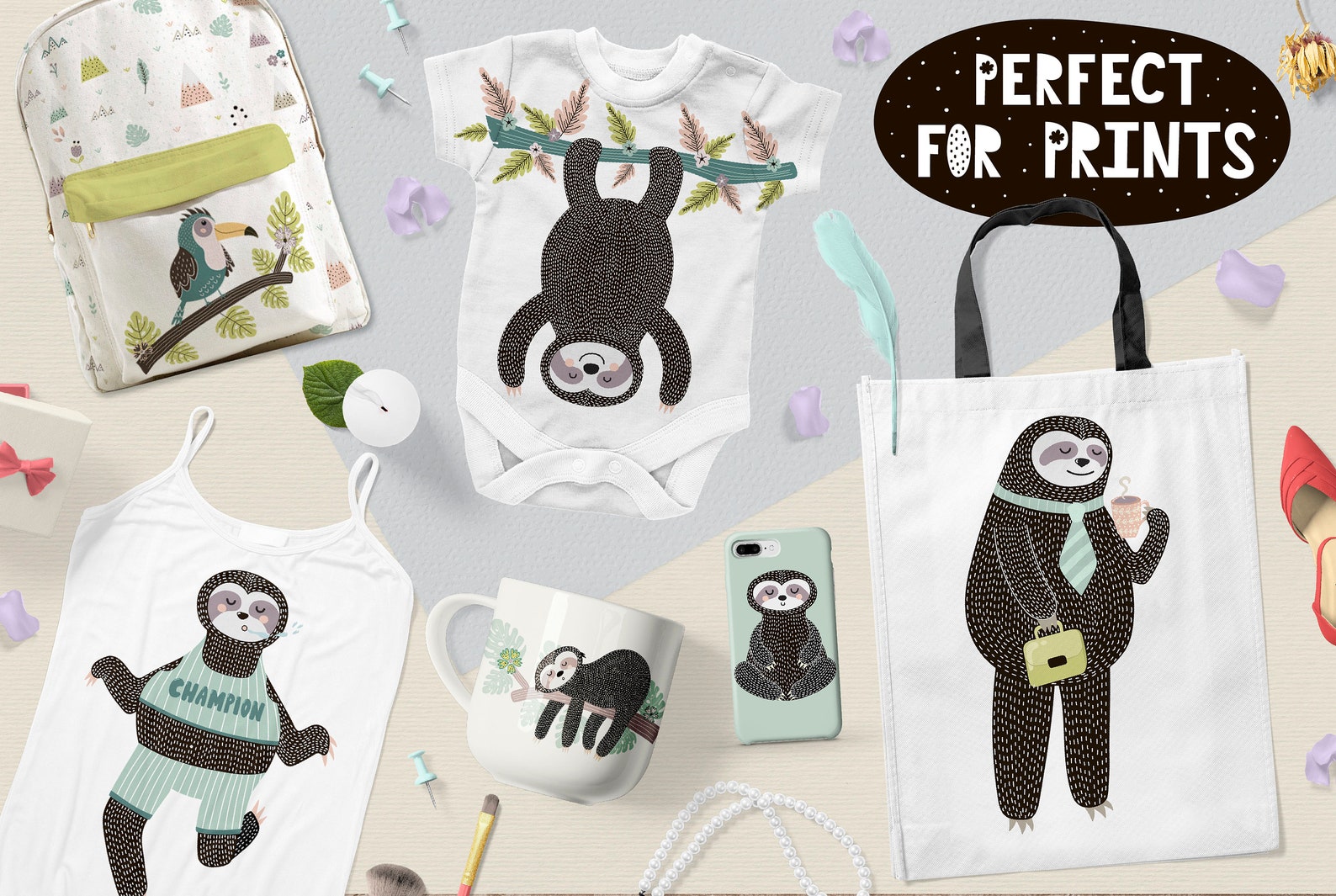 Cute Sloths Clipart / Digital Paper / Animals Graphic Pack / - Etsy