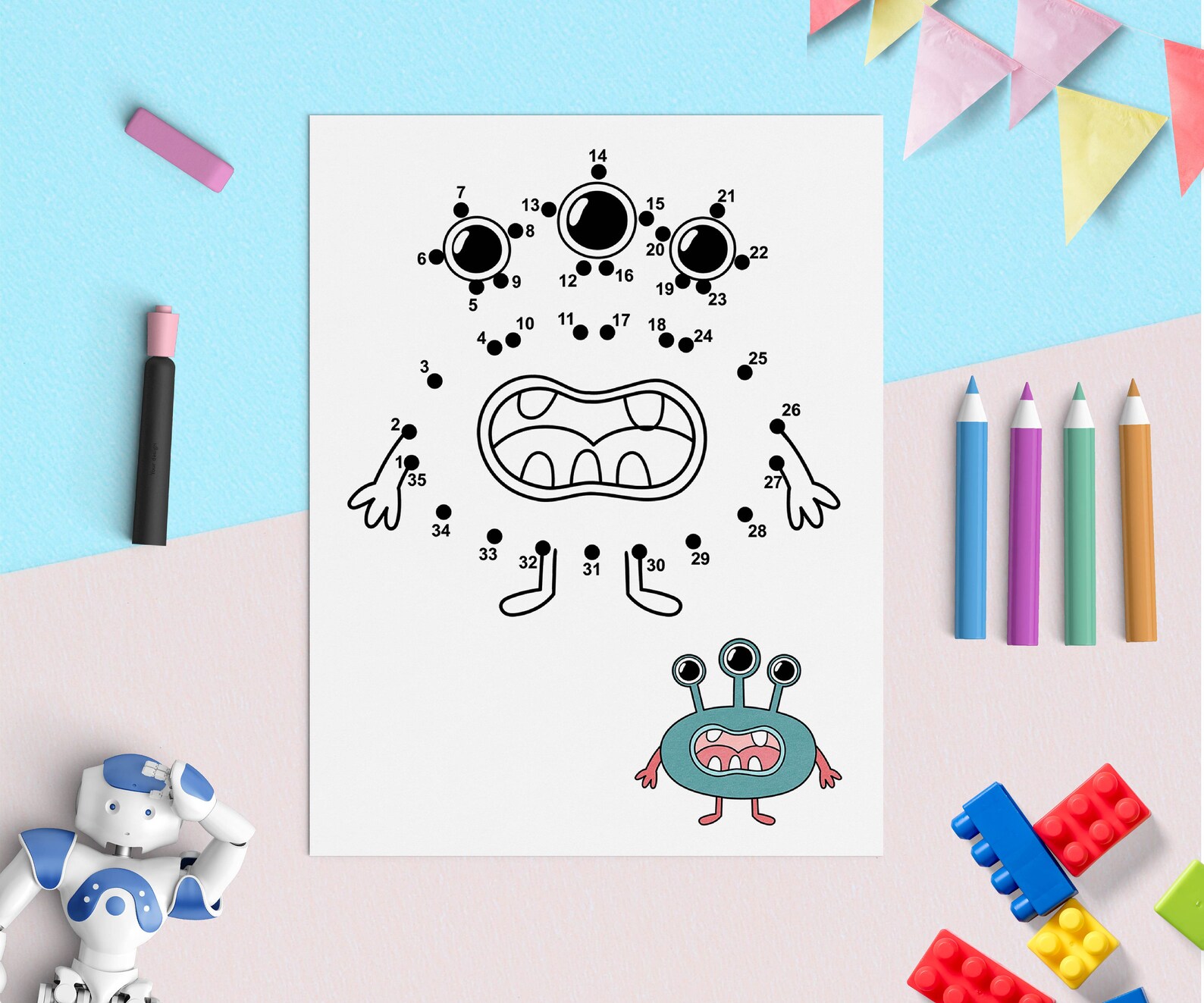 Connect the Dots Printable Worksheets for Kids With Monsters - Etsy
