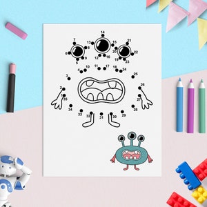 Connect the Dots Printable Worksheets for Kids With Monsters, Quiet ...