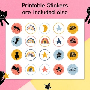 Cats and Rainbows Reward Chart for Kids, Sticker Reward Chart, Potty ...