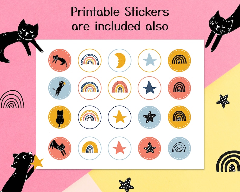 Cats and Rainbows Reward Chart for Kids Sticker Reward Chart - Etsy
