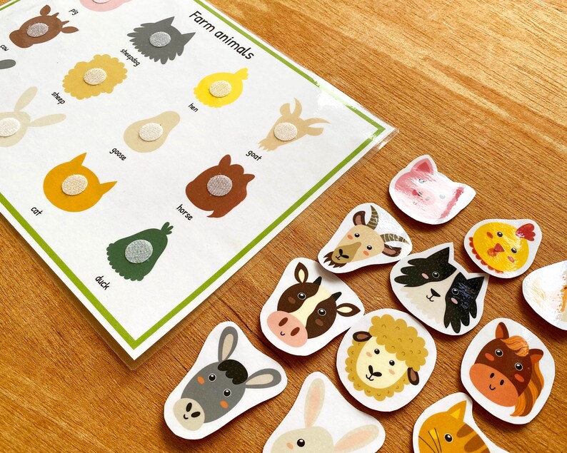 Farm Animals Busy Book Page Farm Animals Matching Game - Etsy