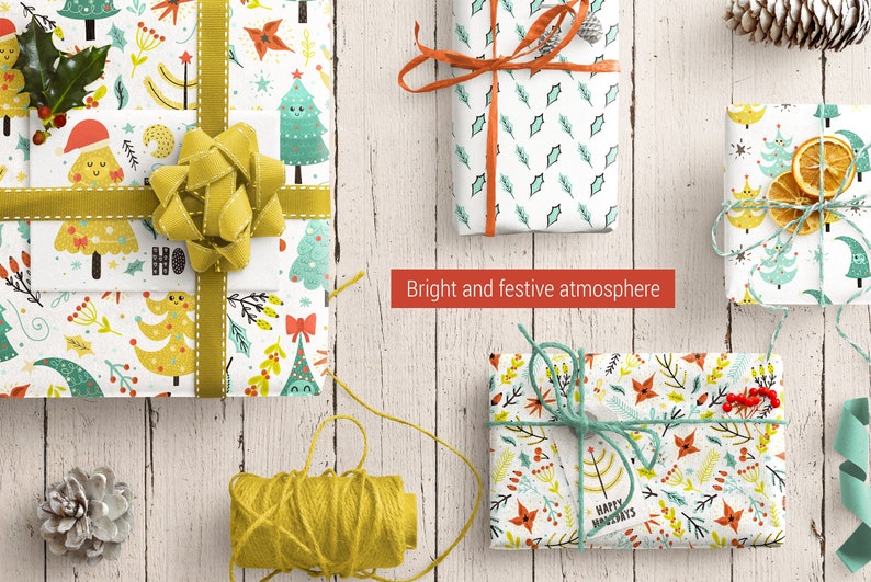 Christmas Tree Clipart and Digital Paper Collection / Png, Jpeg, Eps ...