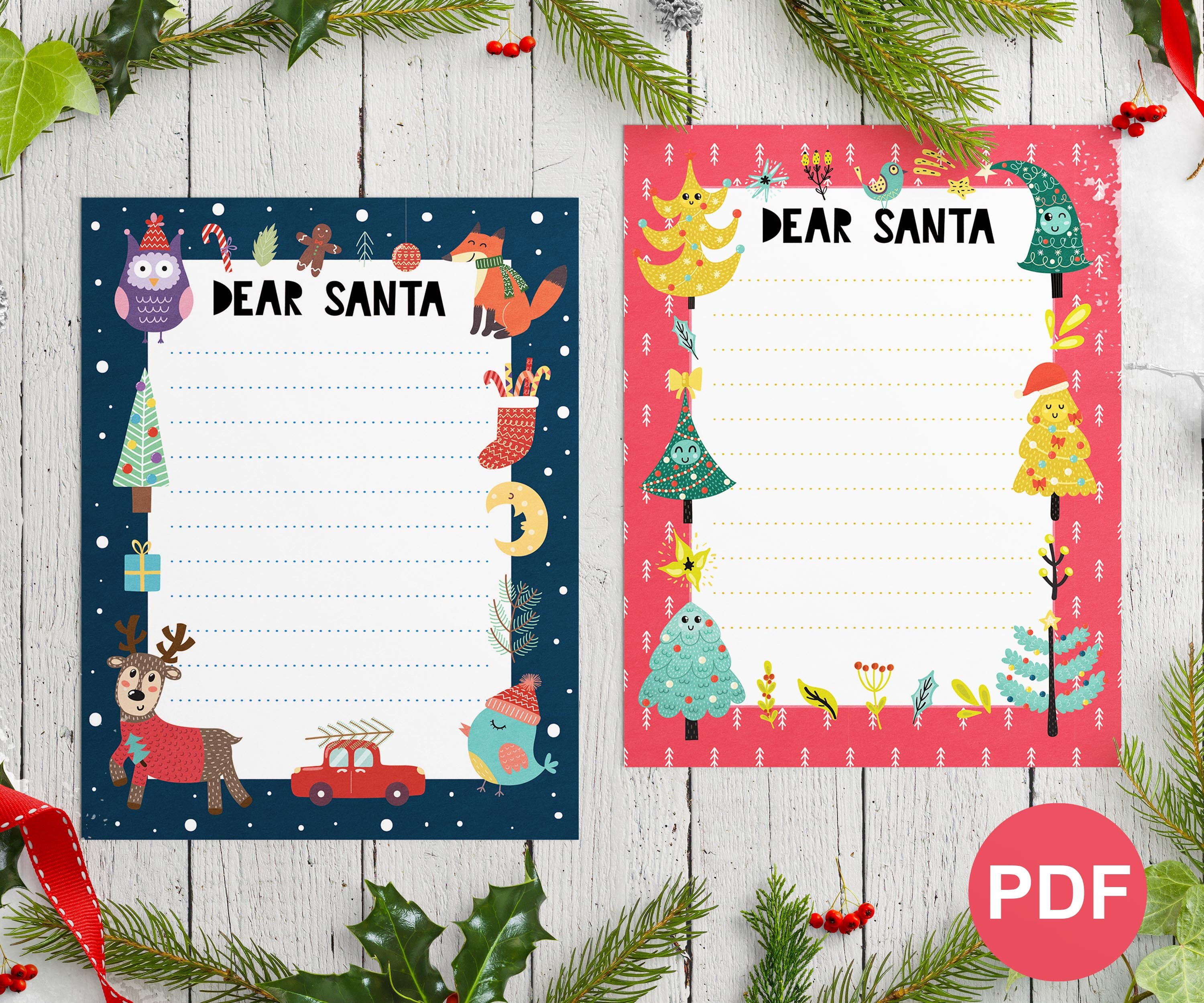 Letter to Santa Printable Template Pdf Santa Wish List | Etsy