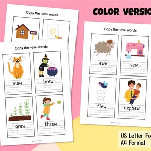 Ew Phonics Sound Flash Cards, -ew- Digraph Printable Flashcards ...