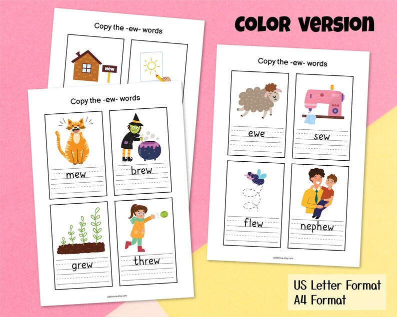 Ew Phonics Sound Flash Cards ew Digraph Printable | Etsy