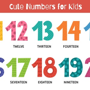 Numbers for Kids Clipart, Cute Numbers in Color and in Outline, Numbers ...