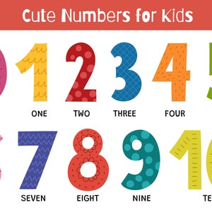 Numbers for Kids Clipart, Cute Numbers in Color and in Outline, Numbers ...