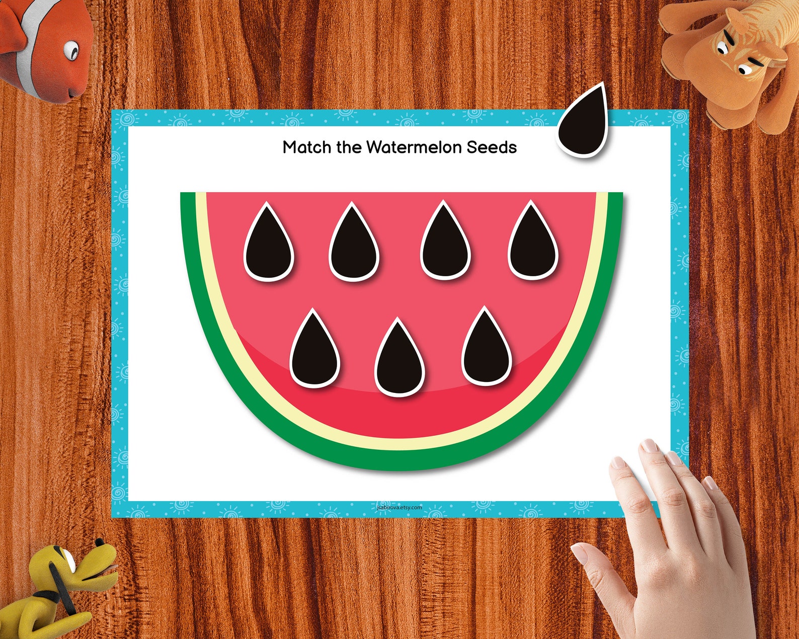 Watermelon Busy Book Page Watermelon Seeds Matching Worksheet | Etsy
