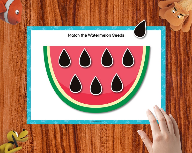 Watermelon Busy Book Page Watermelon Seeds Matching Worksheet - Etsy