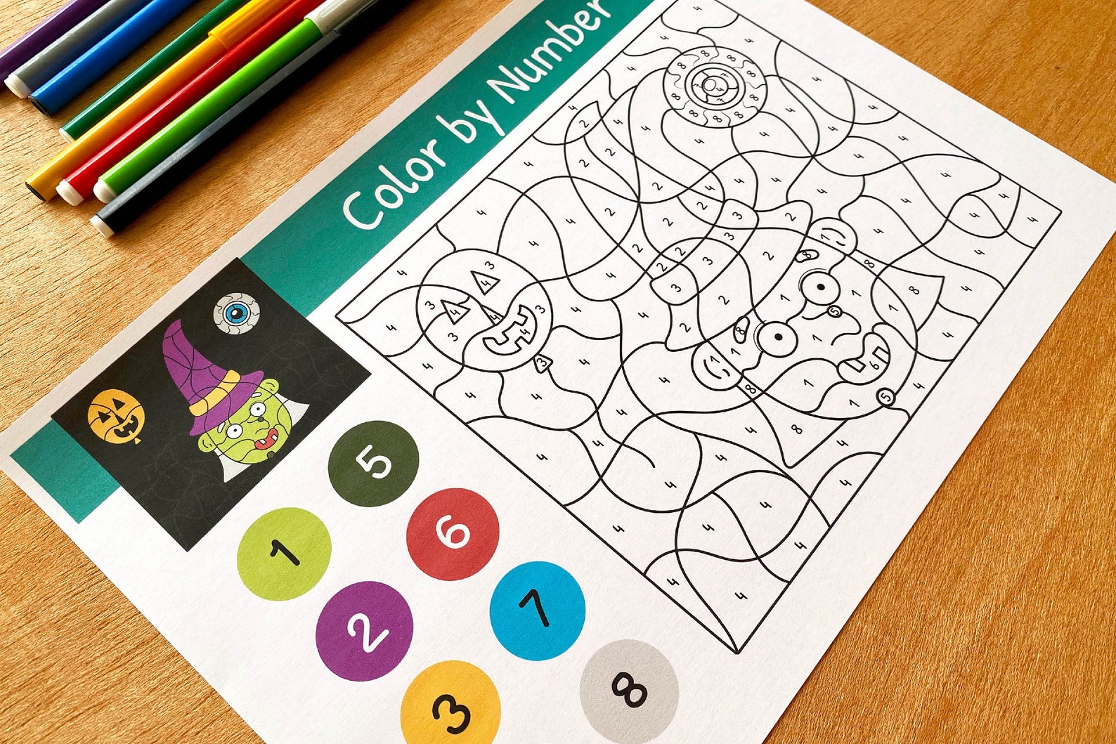 Halloween Color by Number Worksheets PDF Halloween Coloring - Etsy