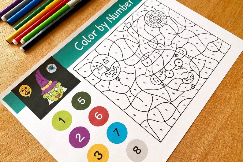 Halloween Color by Number Worksheets PDF Halloween Coloring - Etsy