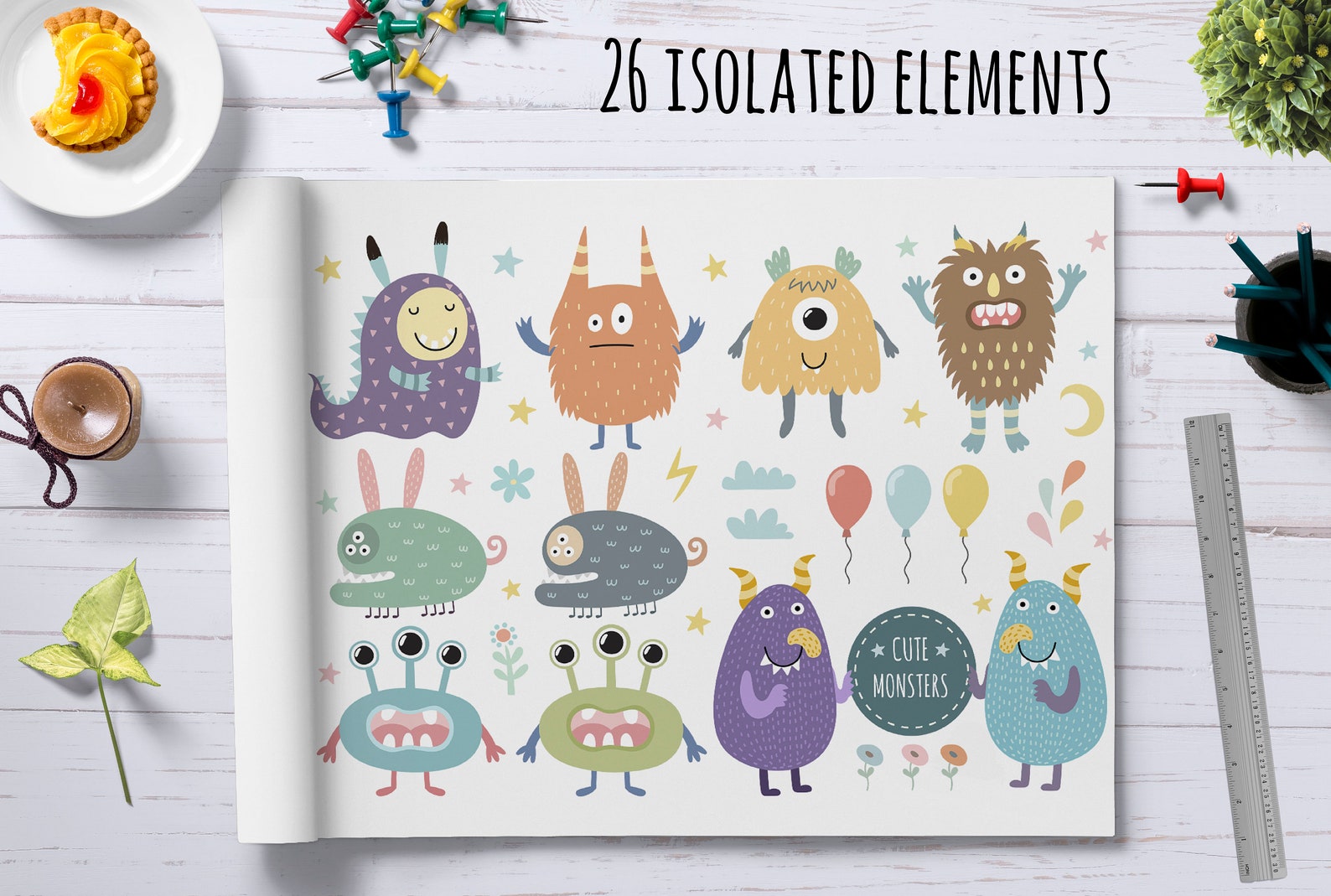 Monsters Clipart Font Digital Paper Alphabet Halloween Cute - Etsy