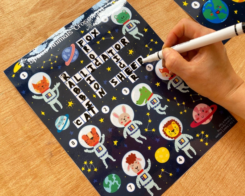 Space Crossword Puzzle for Kids Crossword Printable Pdf | Etsy