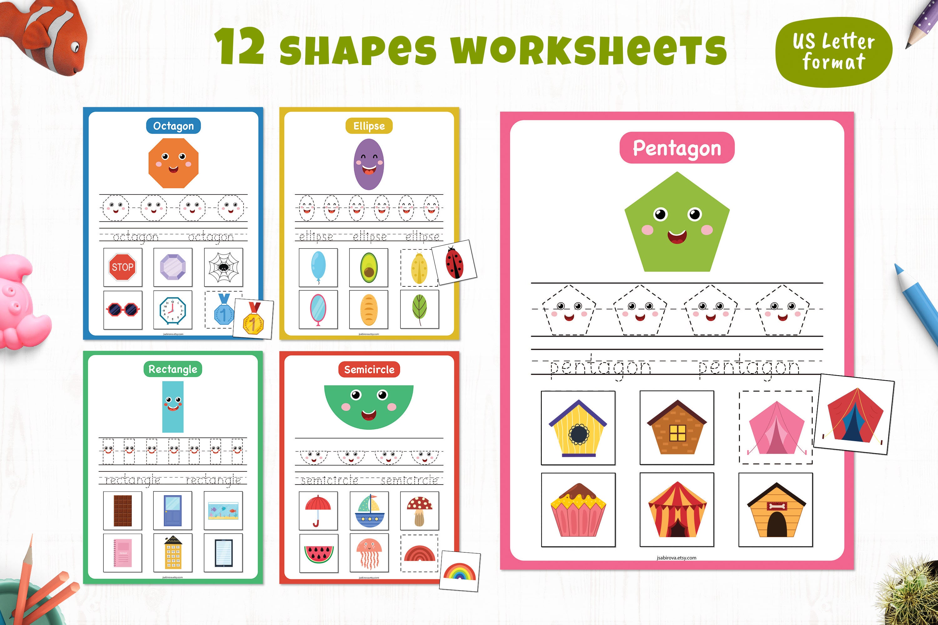 Shapes Activity Book, Shapes Busy Book, Shapes Matching Worksheets for ...