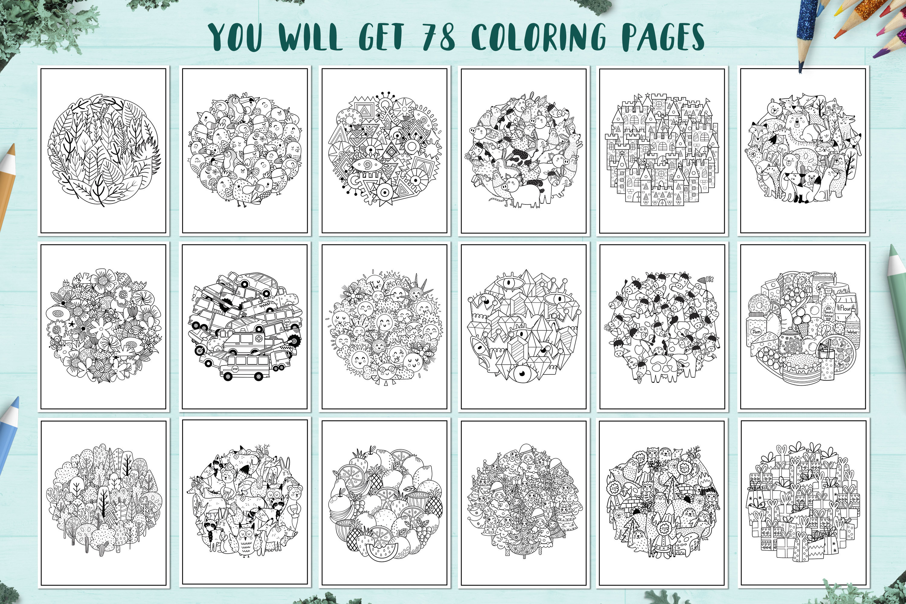 Coloring Book Bundle Printable Coloring Pages Pdf for Adults | Etsy