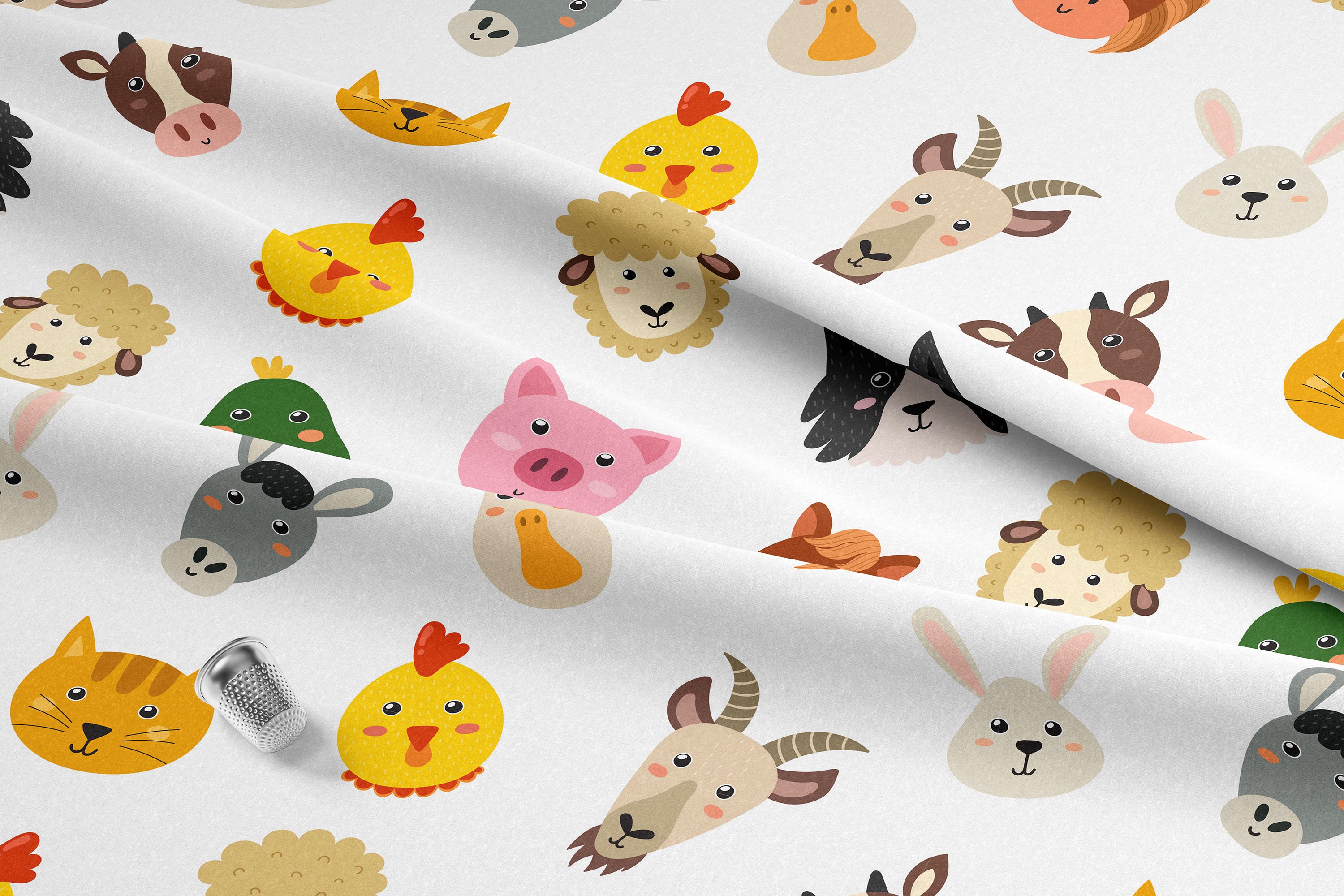 Farm Animal Faces Clipart SVG PNG Eps, Cute Farm Animals Avatars Set ...