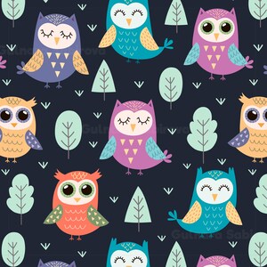 Owls Digital Paper and Clipart - Cute Animals Seamless Patterns, Clip ...