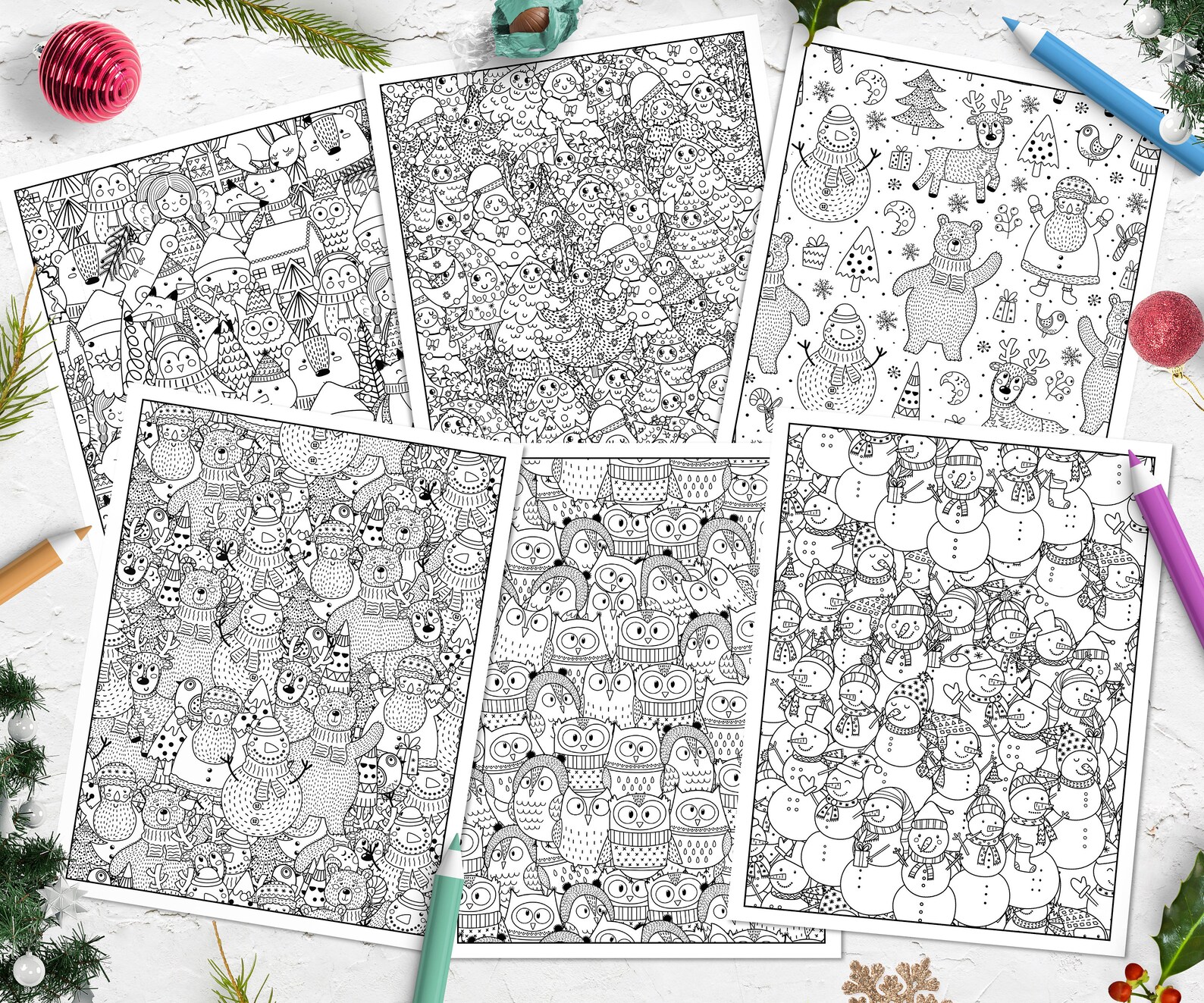 Christmas Coloring Book Pdf, Coloring Pages With Snowman, Christmas ...