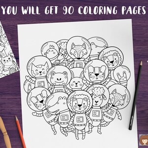 Coloring Book Bundle, 90 Printable Coloring Pages Pdf for Adults and ...