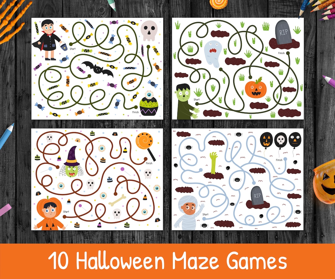 Halloween Maze Activity Book Printable, Halloween Busy Book for ...