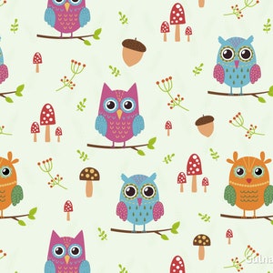 Cute Owls Digital Paper, Forest Seamless Patterns, Printable Owl Theme ...