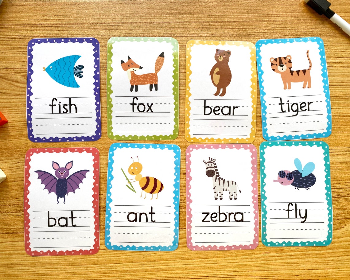 Tracing Words Flash Cards for Kids Copy the Words Dry Erase - Etsy
