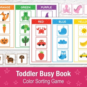 Color Sorting Toddler Busy Book, Printable Busy Binder, Quiet Book Pdf ...