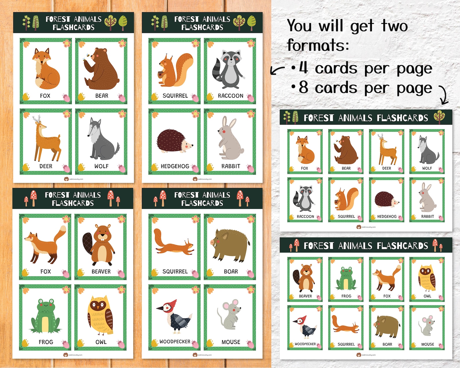 Forest Animals Flashcards Pdf, Woodland Animals Flash Cards Printable ...
