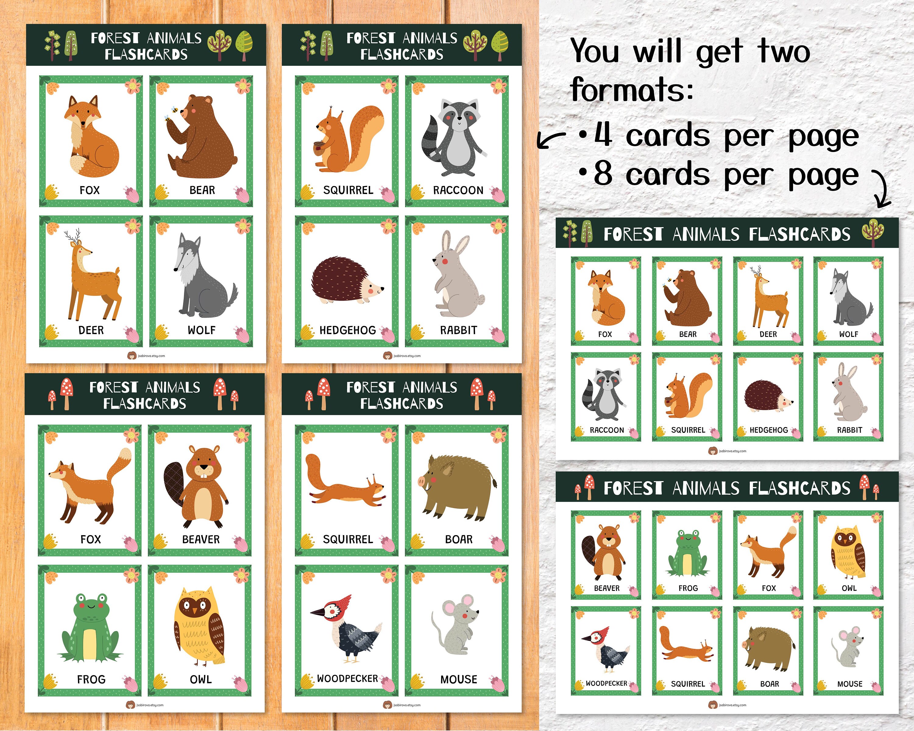 Forest Animals Flashcards Pdf, Woodland Animals Flash Cards Printable ...