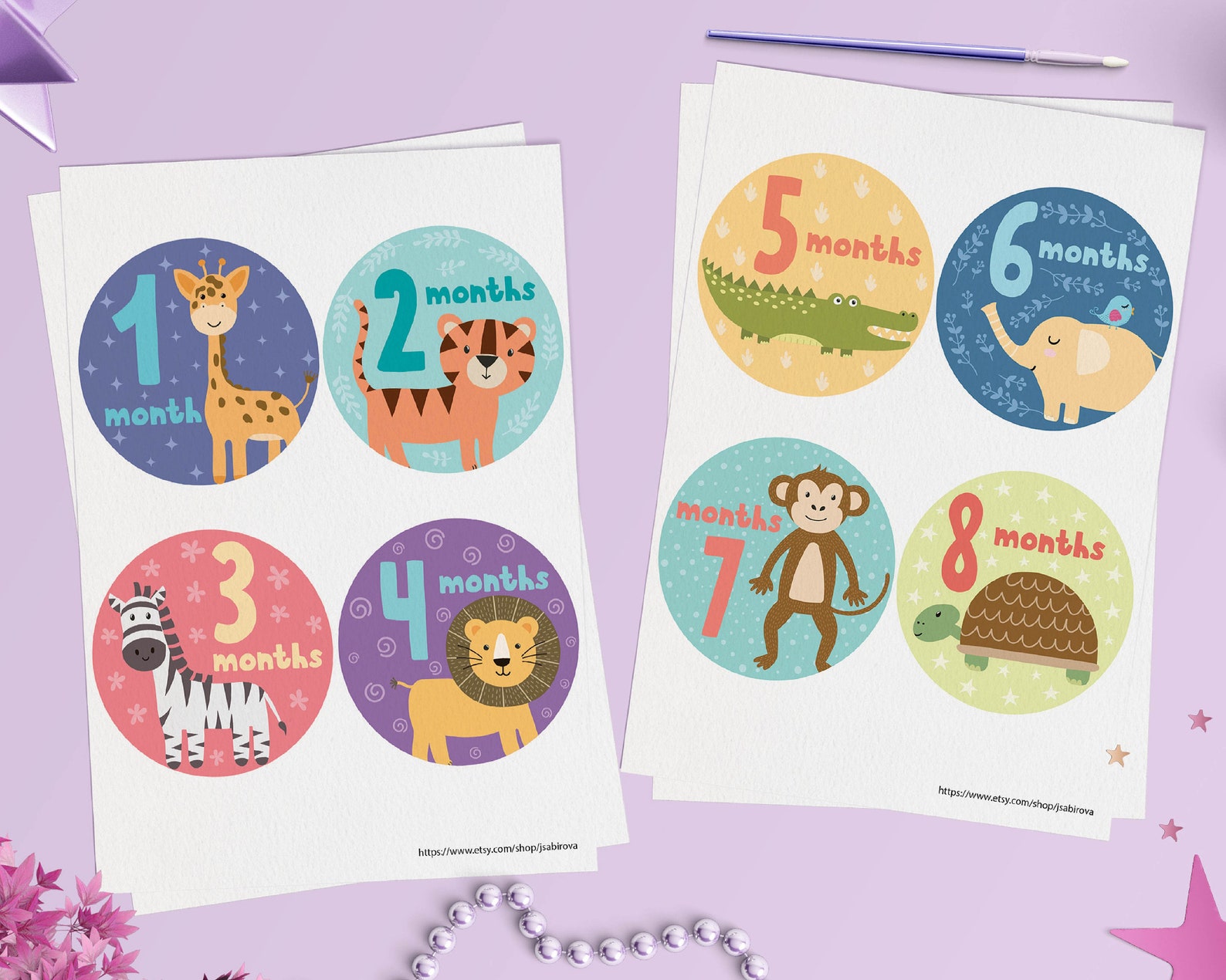 Baby Milestone Monthly Digital Stickers PDF Png Eps | Etsy