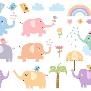 Elephants Clipart and Digital Paper / Animals Clipart and Seamless ...