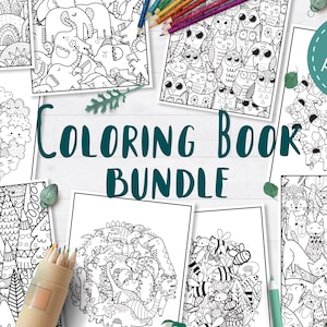 Coloring Book Bundle, Printable Coloring Pages Pdf for Adults and Kids ...