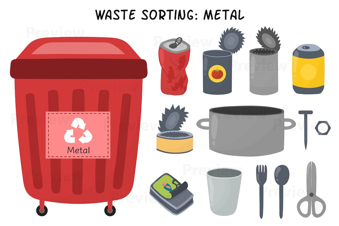 Waste Sorting Clipart Recycling Trash Graphics Saving the - Etsy