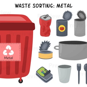Waste Sorting Clipart, Recycling Trash Graphics, Saving the Planet ...