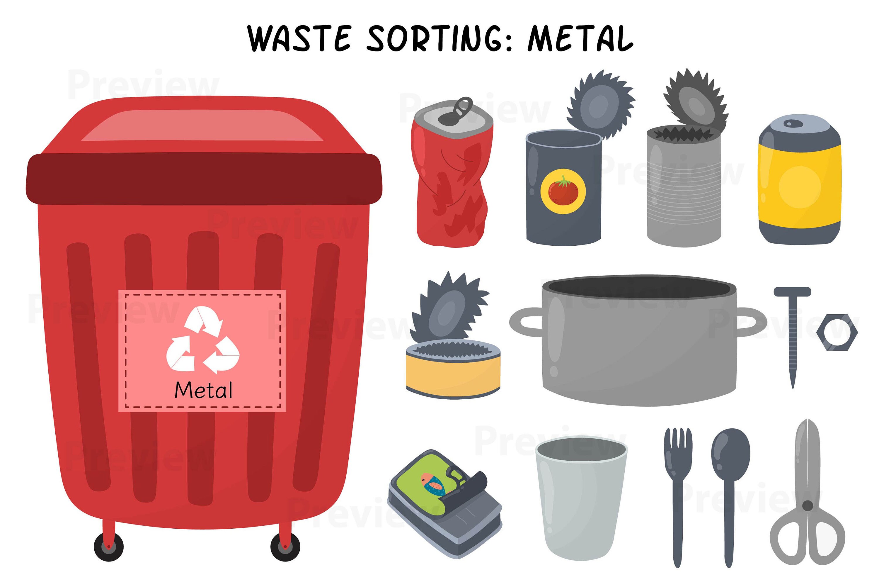 Waste Sorting Clipart Recycling Trash Graphics Saving the - Etsy
