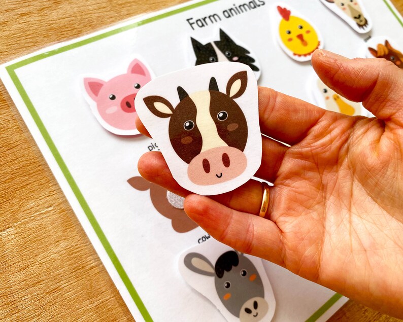 Farm Animals Busy Book Page Farm Animals Matching Game - Etsy