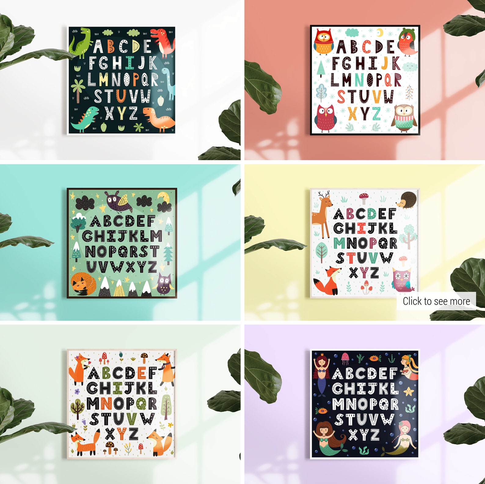 ABC Alphabet Posters Alphabet With Cute Animals Wall Art - Etsy