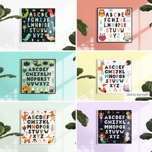 ABC Alphabet Posters Alphabet With Cute Animals Wall Art Nursery Decor ...