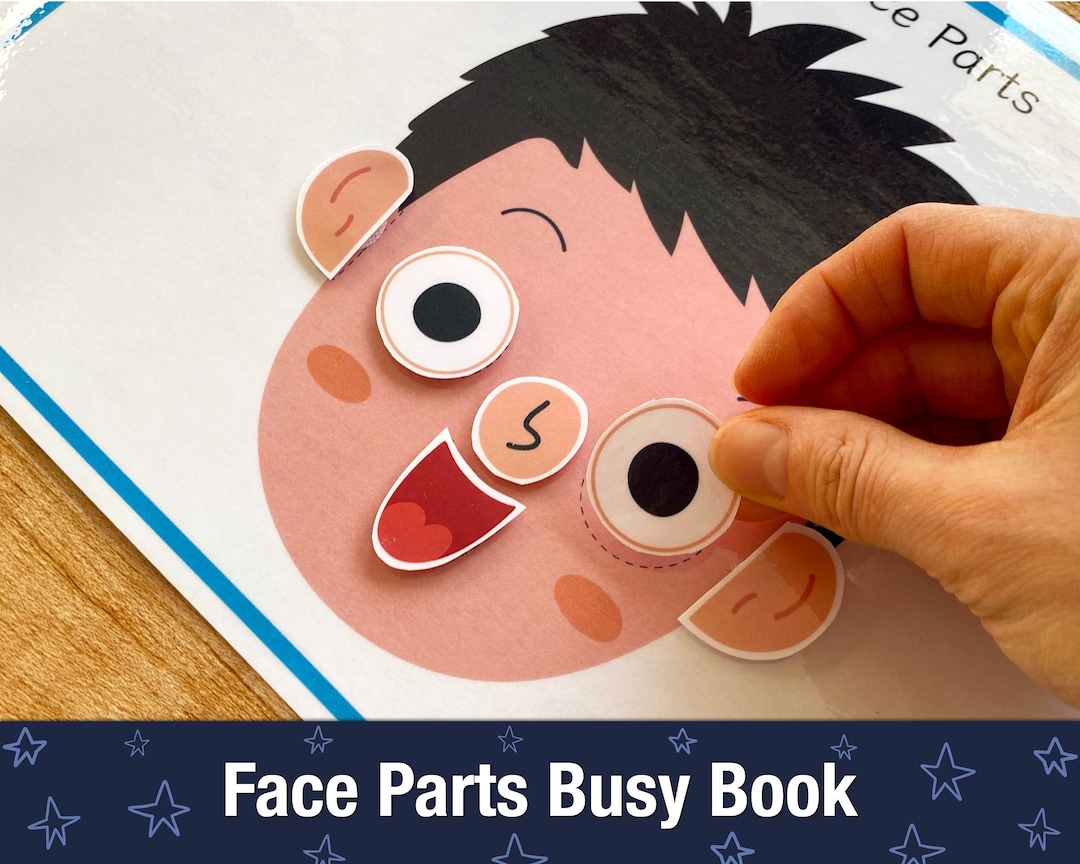 Face Parts Busy Book Page, Face Parts Matching Worksheet for Toddlers ...